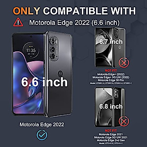 Motorola Moto Edge 2022 Case Built in Slide Camera Cover and Screen Protector [Not for Edge Plus],Heavy Duty Shockproof Full Body Phone Cover,Built in Finger Ring Stable Holder Kickstand,2022 Black
