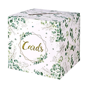 Gatherfun Sage Greenery Bridal Shower Card Box,Wedding Cards Box and Baptism Envelope Box for Wedding Gift Baby or Bridal Shower Party Favors Decorations Party Supplies