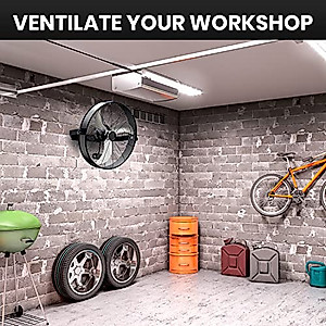 InfiniPower 20 Inch High Velocity Wall Mount Fan with Rack, 3 Speed Industrial/Commercial Metal Ventilation Fan