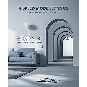 LEMOISTAR 10 Inch Wall Mounted Fan with Remote Control, 90°Oscillating, High Velocity 4 Speeds, Timer, Adjustable Tilt, 70Inch Cord, Ultra Quiet,for Bedroom Garage RV Office Home-White