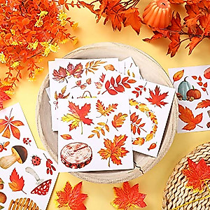Satinior 16 Sheets Fall Rub on Transfers for Crafts and Furniture Maple Leaf Pumpkin Stickers Rub on Decals for Scrapbook DIY Wood Fabric Journal Dairy Envelope 5.9 x 5.9 Inch