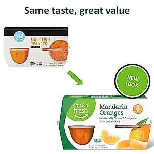 Amazon Fresh, Mandarin Orange in Fruit Juice, 4 Oz Bowls (Pack of 4) (Previously Happy Belly, Packaging May Vary)