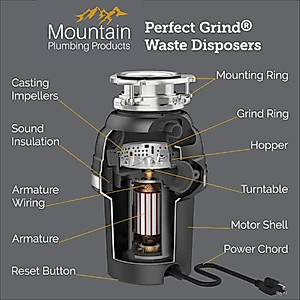 Mountain Plumbing MT888-3CFWD3B MT888-3CFWD3B-3-Bolt Mount 1 1/4 HP Disposer, Grey