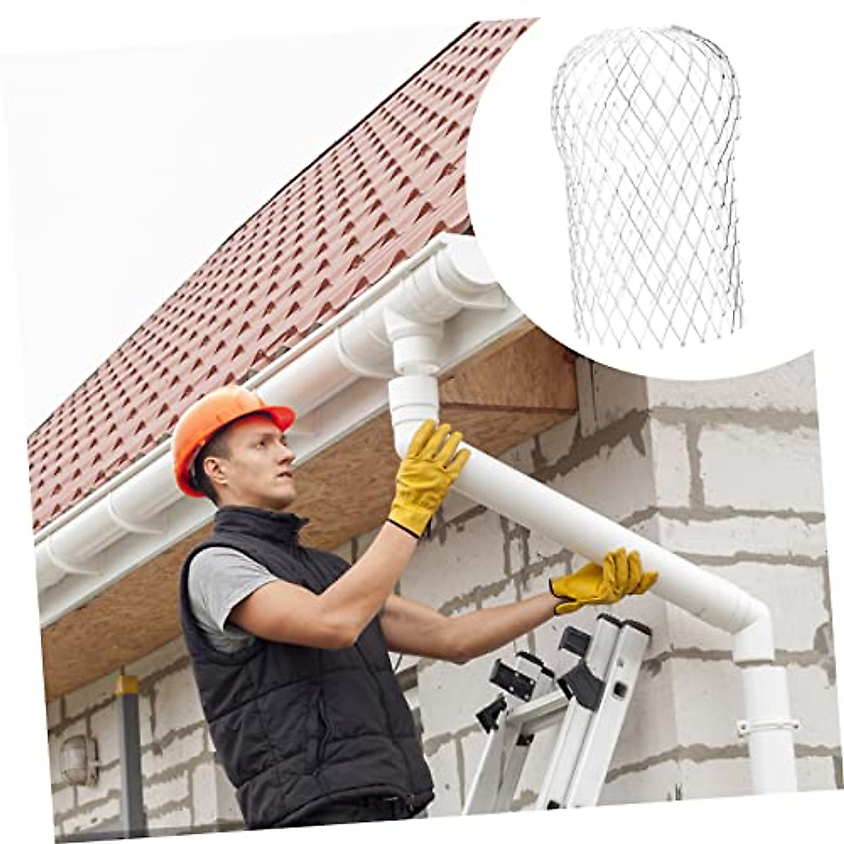 DOITOOL 12 pcs drain filter roof downspout strainer gutter balloon guard stainless filter strainer gutter downspout guard anti-blocking Screen Shield net safety mask Stainless steel