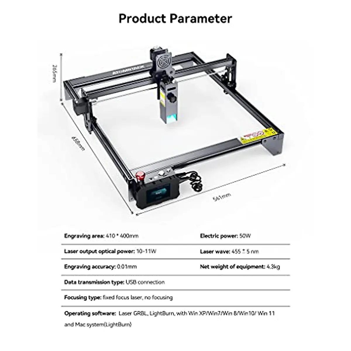 ATOMSTACK X7 Pro 50W Laser Engraver, Laser ingravor Cutter, 10W Output Power CNC Laser Engraver Cutting Machine, Eye Protection Fixed-Focus, DIY Laser Marking for Wood and Metal, 400x410mm