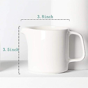 ONTUBE Ceramics Creamer,Porcelain Coffee Milk Creamer Pitcher with Handle for Home and Kitchen - 12OZ (White)