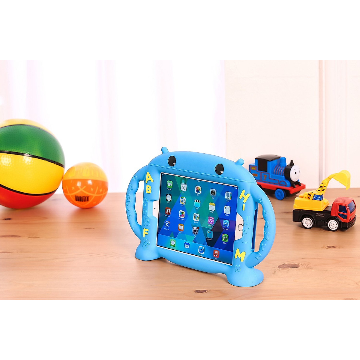 Kids Case for iPad Mini 5/4/3/2/1 Shockproof Silicone Protective Cover Handle Stand Case Fit Apple New iPad Mini 5th Generation 7.9" 2019 [CHINFAI Cartoon Robot Series] (Blue)