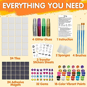 JOYIN 24 Magnetic Mini Tiles Art Kit, Creativity DIY Paint, Arts and Crafts for Kids, DIY Supplies for Party Favors, Family Activity, Birthday Present, Toys Gifts for Boys and Girls Ages3-12