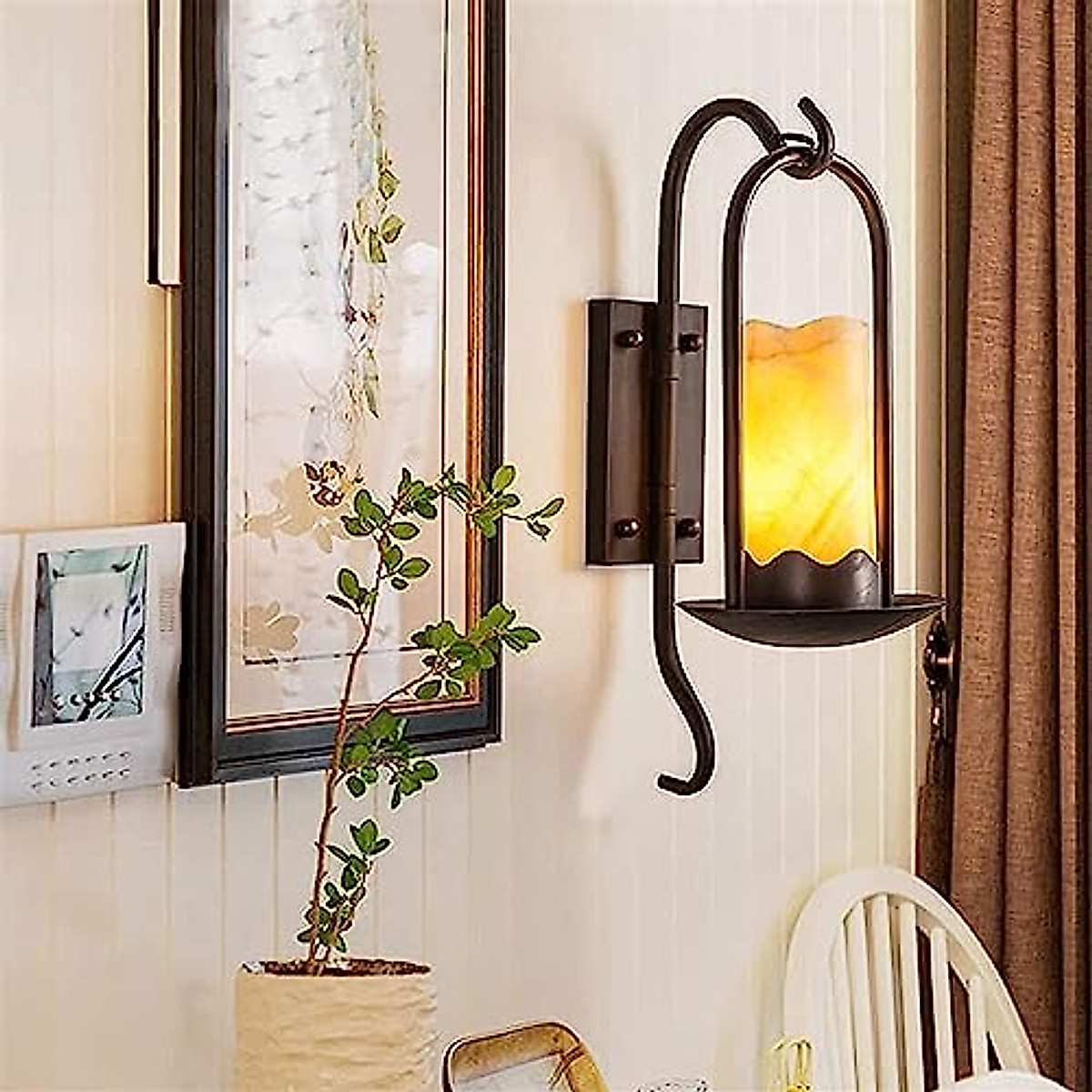 BAUFAS Wall Sconce Light Fixture Waterproof Wall Sconce Light Fixture Wrought Iron Marble Candle Outdoor Wall Mount Light Exterior Wall Sconce Lighting Waterproof Stairs Porch Lights Fixtures
