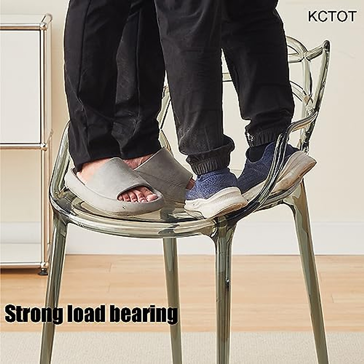 One-Piece Acrylic Stool Arc Backrest Stackable Clear Sitting Stool Ergonomics Transparent Stool Crystal Chair Non-Slip Mat (Color : F)