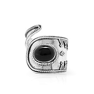 Black Onyx Adjustable Vintage Ring 925 Sterling Silver Gipsy Tribal Boho Chic Jewelry (7)