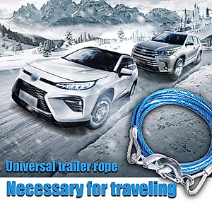 Dewkou Pack-1 Tow Cable with Hooks, 1/2" x 13Ft Blue Winch Cable with Forged Hook, 15432LBS Breaking Strength, Steel Wire Rope for Tow Truck, Rollback, Crane, Wrecker