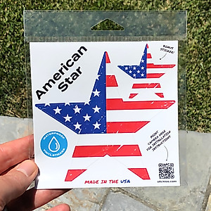 Stickios American Flag Decal 4.75x4.5 inches - Made in The USA - Distressed, Patriotic Vinyl Flag Sticker for Cars, Trucks, Windows, Vehicles - American Star