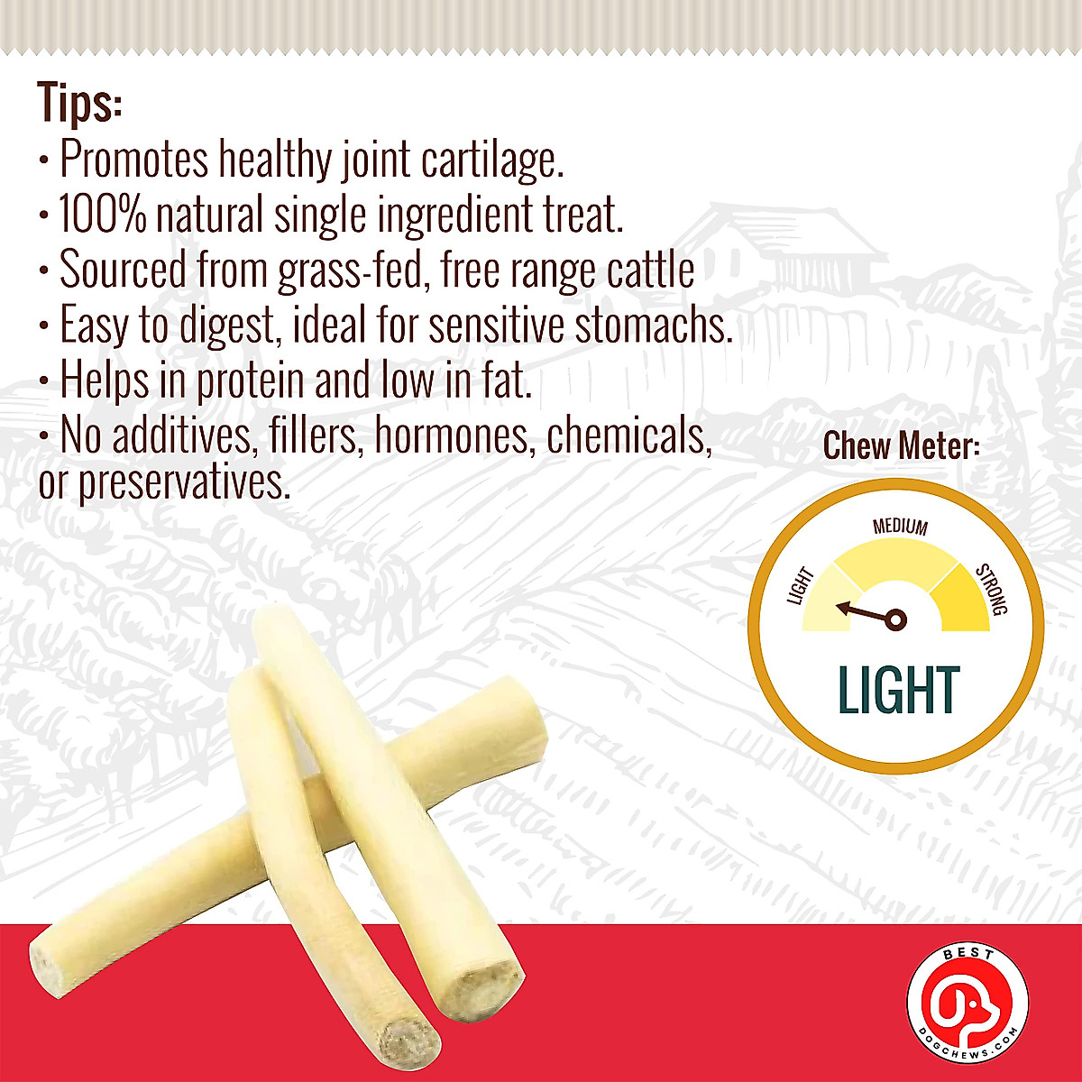 Best Dog Chews Cow Tails - 100% Natural No Steroids, No Additives -Rawhide and Odor Free Dog Treats Grass Fed Support Dental Health for All Breed Sizes Dogs and Puppies 4 inch (20 Count)