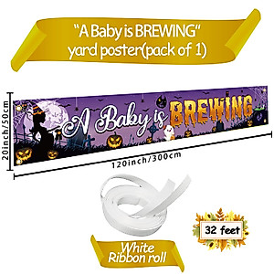 A Baby Is Brewing Yard Banner, A Baby Is Brewing Baby Shower Decorations Halloween Baby Shower Sign Banner Halloween Gender Reveal Party Supplies for Boy and Girl
