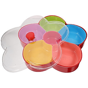 Kichvoe Divided Serving Trays with Lids Veggie Container Box Plastic 6 Moveable Compartment Snack Tray Food Storage Organizer for Candy Appetizer Dried Fruit Nuts Parties