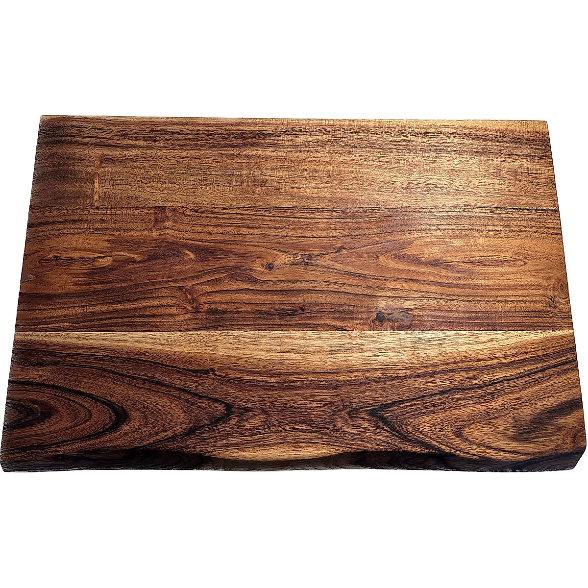 Mountain Woods Large Brown Hand Crafted Live Edge Cutting Board | Serving Tray made Solid Acacia HardWood | Charcuterie Board | Chopping Board for Vegetables, Fruits and Meat | Cheese Board - 18"