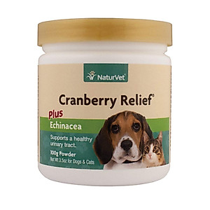NaturVet Cranberry Relief, 100 Gram Powder, Dog and Cat Health Supplements for Urinary Tract
