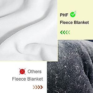 PHF Ultra Soft Fleece Throw Blanket, No Shed No Pilling Luxury Plush Cozy 300GSM Lightweight Blanket for Bed, Couch, Chair, Sofa Suitable for All Season, 50" x 60", White