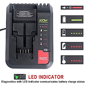 Elefly 20V Battery Charger PCC692L Replacement for Porter Cable 20V Lithium Battery PCC680L PCC685LP and Compatible with Black Decker 20V Battery LBXR20 LB2X4020