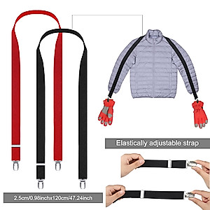 8 Pcs Elastic Kids Mitten Clips Glove Clips for Toddlers Babies Children Hat Clip Winter Dress Cinch Clip Back Shawl Clip (Red, Black)