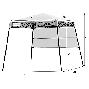 Tangkula 7x7 Ft Pop Up Canopy, Slant Leg Outdoor Canopy with Carry Bag & 4 Stakes, Compact Portable Canopy Tent for Hiking Camping Fishing & Picnic (7'x7' Base; 6'x6' top)