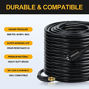 High Pressure Washer Hose Extension and Nozzle for Pressure Washer Fit for Karcher K2 K3 K4 K5 40Mpa/5800Psi Replacement Parts (15m/49ft, Type2)