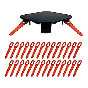 JOJOCY String Trimmer Head Blades 30 Pieces Double Serrated Grass Trimmer Head Replacement Cutter 2-in-1 Fixed Line and Bladed Head for Black GH900 GH600 LST522 LCC140 Cordless Grass Trimmer