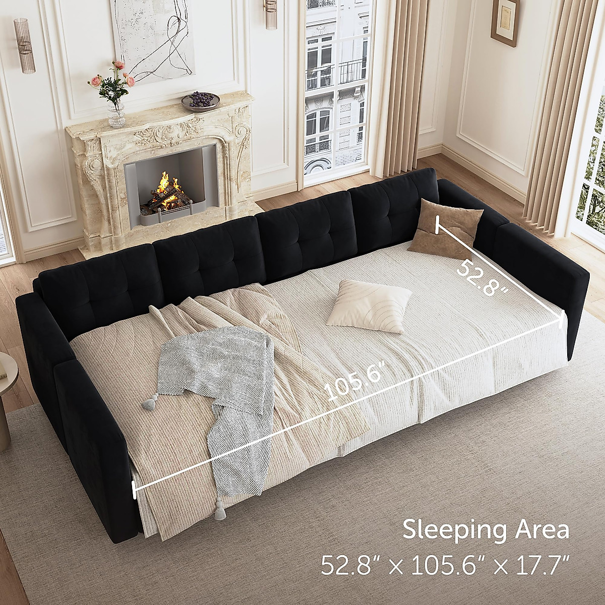 HONBAY Modular Sectional Sofa with Storage Ottomans Oversized U Shaped Couch with Chaises 8-Seater Sectional Sofa for Living Room, Black