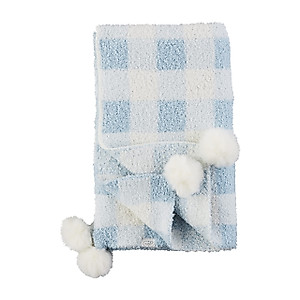 Mud Pie Children's Nursery Chenille Blanket, Blue Gingham, 34" x 28"