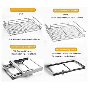QLYFWLKQ 15" Blind Corner Organizers, Magic Corner Base Cabinet Pull Out Left, 2 Tier Pull Out Cabinet Organizer for Kitchen Cabinet (LeftOpen)