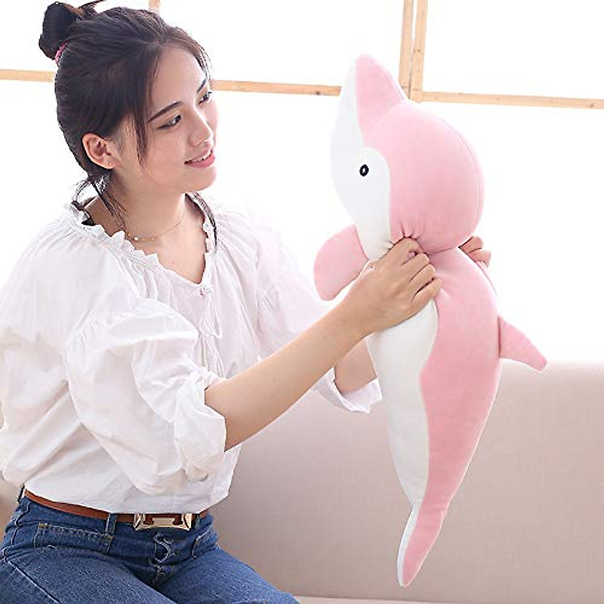 COSGOO Soft Dolphin Plush Hugging Pillow Cute Dolphin Stuffed Animal Plushies Dolphin Doll Toy Kids Stuffy Animie Dolphin Plush Toys for Birthday, Valentine, Christmas... (Pink)…