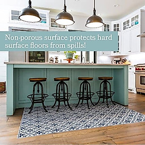 Carolina Creekhouse Grace FloorFlat (042087CI) | Decorative Vinyl Floor Covering | Lay Flat | Durable | No Curling Edges | Waterproof | Easy Clean | Wipeable | Eco-Friendly | 3’ x 5’ Mat | Black Beige