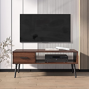 HAIOOU Coffee Table, Mid Century Modern Style Cocktail Table TV Stand with Drawer, Open Storage Shelf, Stable Floor-Anti-Scratching Pine Leg for Home, Office, Living Room