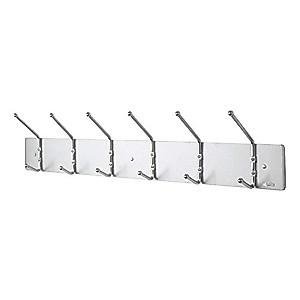 Safco Wall Mount Rack Coat Hook, 6-Hook 4162. Coat Hooks for Hanging Coats, Purses, Bags, Umbrellas and More. Perfect for Hallways and Entryways.
