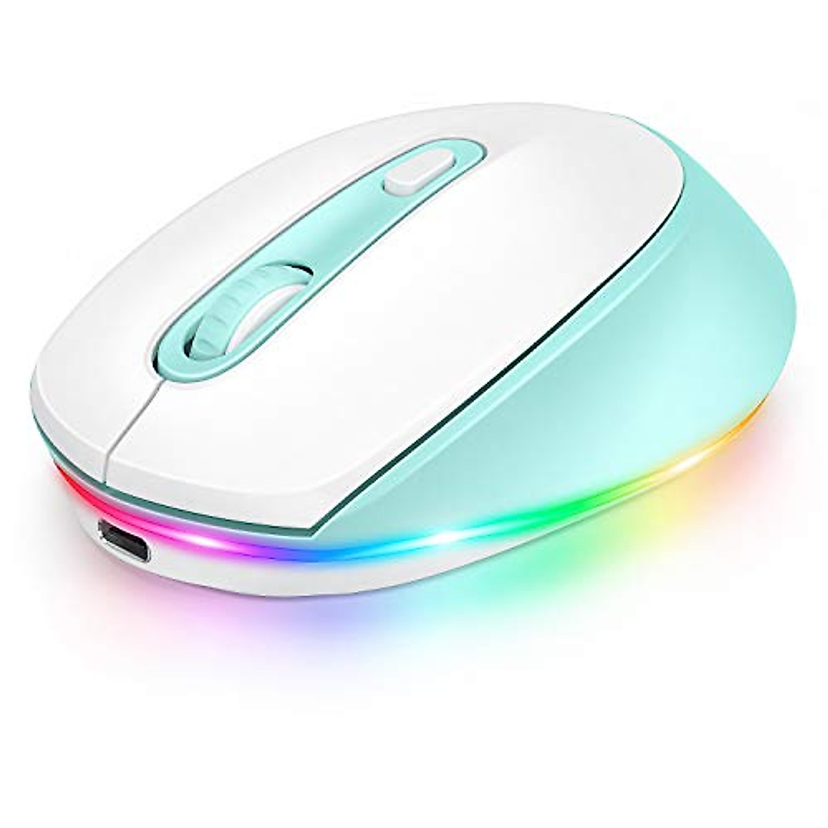 seenda Bluetooth Mouse - Light Up Rechargeable Wireless Mouse (Bluetooth 3.0/5.0+USB) for Computer. Ultra Quiet Multi-Device Mouse for Notebook, Kids' Chromebook, Macs, and Windows - Mint Green