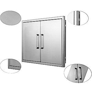 Outdoor Kitchen Doors- 30"W x 21"H - Stainless Steel BBQ Double Access Door,Flush Mount for Outdoor Kitchen and BBQ Island