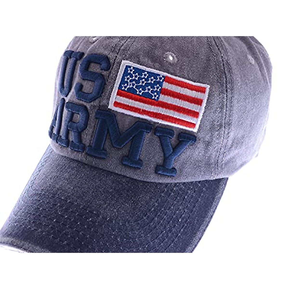Anna-Kaci USA American Flag Hat for Men and Women US Army Letter Embroidered Color Block Washed Cotton Baseball Cap, Grey