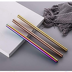 Sunwinc 100Pack Reusable Boba Straws&Jumbo Smoothie Straws-0.5" Wide. Stainless Steel 18/10 Extra Wide Reusable Metal Straws,Fat Boba Straws for Bubble Tea,Milkshakes,Jumbo Drinks (Rainbow-100Pack)