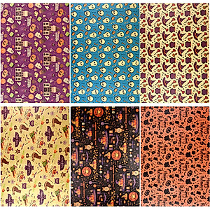 PLULON 6 Sheets Brown Halloween Birthday Gift Wrapping Paper, Gift Wrap Paper for Wedding, Birthdays, Baby Shower Halloween Decorations