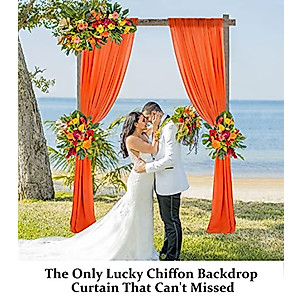 Orange Chiffon Backdrop Curtain 10FT Sheer Curtains 2 Panels 29x120-Inch Chiffon Fabric Drapes for Wedding Ceremony Voile Curtains Photography Backdrop Drapes Party Stage Decoration