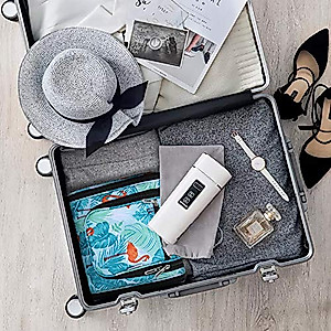 misaya Hanging Shower Caddy for College Dorm Room, Bathroom Essentials for Girls Women, Large Shower Organizer Tote Bag with Strap, Quick Dry Travel Toiletry Bag for Gym, Camping, Green Flamingo