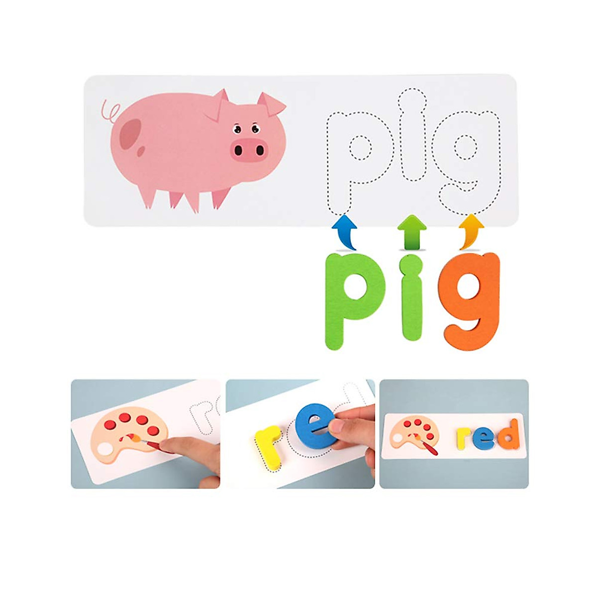 MoinKidz See & Spell Matching Letter Toy Learning Educational Toys for 3 4 5 6 Years Old Boys and Girls Preschool Learning Activities Shape & Color Recognition Game CVC Word Builders for Kids