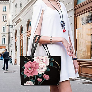 Womens Handbag Japanese Floral Blossom Pattern Leather Tote Bag Top Handle Satchel Bags For Lady