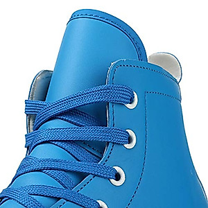 Women's Roller Skates PU Leather High-top Roller Skates Four-Wheel Roller Skates Shiny Roller Skates with Carry Bag for Girls (7, Blue Flash Wheel)