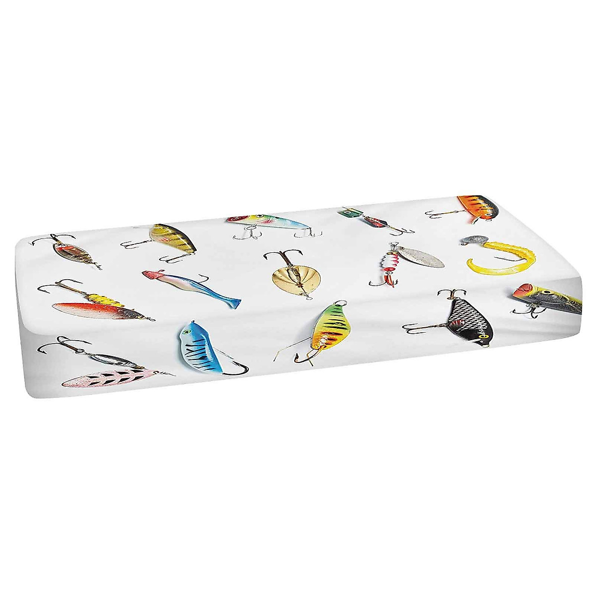 Lyzelre Fishing Fitted Crib Sheet,Several Fish Hook Equipment Objects Trolling Angling Netting Gathering Activity Microfiber Silky Soft Toddler Mattress Sheet Fitted,28"x 52"x 8'' for Boys Girls