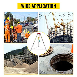 BestEquip Confined Space Tripod 8' Legs, 1800lbs Winch Confined Space Kit, 98' Cable Confined Space Rescue Tripod, with 32.8' Fall Protection, for Traditional Confined Spaces