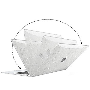 G JGOO Compatible with MacBook Pro 13 inch Case M2 2023 2022 2021, 2020-2016 M1 A2338 A2251 A2289 A2159 A1989 A1706 A1708 Touch Bar, Clear Glitter Hard Shell Case + Keyboard Cover + Screen Protector