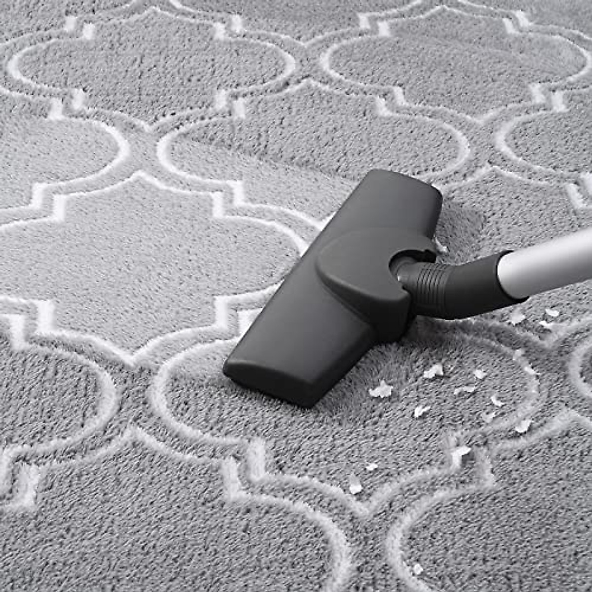 Amearea Fluffy Indoor Trellis Rug, Soft Shag Home Rugs for Bedroom, Shaggy Modern Area Rug for Living Room Kids Room Nursery, Easy Clean, Geometry Home Decor Low Pile Carpet, Light Grey 4x6 Feet