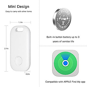 Key Finder Locator with Sound Bluetooth Tracker with Keys Chain and Key Locator for Keys Bags Wallets Pet and More Anti-Lost Device Compatible with Apple Find My Keys App (4 Pack, Black)